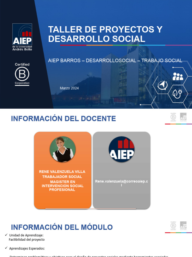 Clase Uno Proyectos Sociales Aiep | Descargar gratis PDF | Trabajo Social | Sociedad