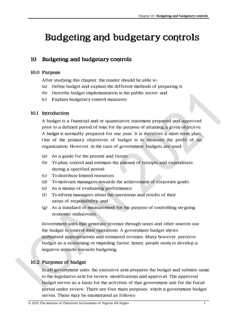 Budgeting and Budgetary Controls - PSAF | PDF | Budget