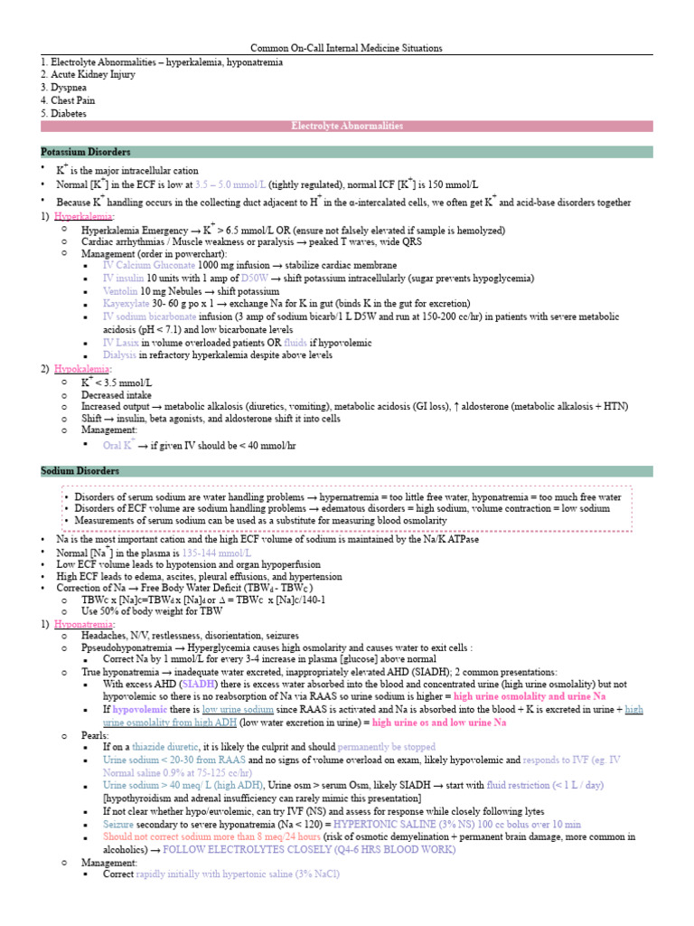 Acute Care Notes | PDF | Saline (Medicine) | Causes Of Death