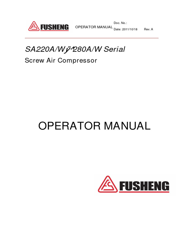 SA220-280AW Serial Operator Manual-FS (62英文版） | PDF | Valve | Gases