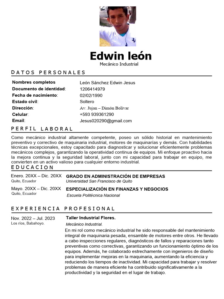 299 Curriculum Vitae Ecuador | Descargar gratis PDF | Business 299 Curriculum Vitae Ecuador | Descargar gratis PDF | Business