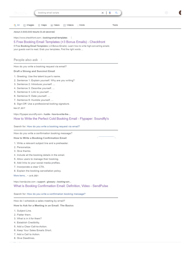Booking Email Scripts - Google Search | PDF | Information Technology ...
