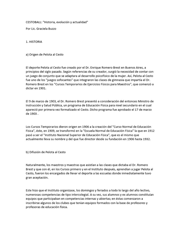 Historia del Cestoball en Argentina | PDF | Deportes de equipo | Argentina