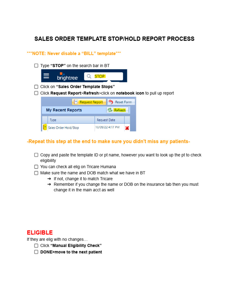 Brightree Sales Order Process Guide | PDF | Business | Computers