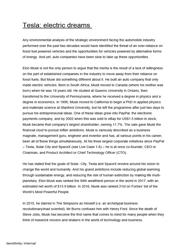 Tesla case study week 7 2022 | PDF | Elon Musk | Tesla Model S