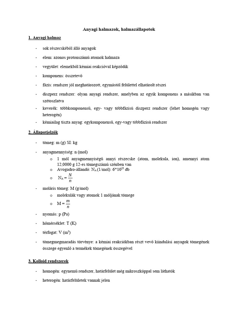 Anyagi Halmazok Csoportosítása | PDF