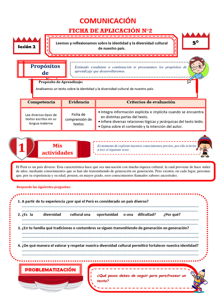 5° FICHA DE APLICACIÓN-SESIÓN2-SEM.1-EXP.4-COMUNICACIÓN | PDF | Patata | Aprendizaje