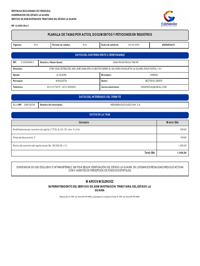 Tasa de Aumento de Capital Gleco | PDF | Gobierno