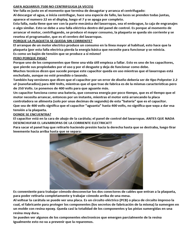 Gafa 7500 No Centrifuga | PDF | Tornillo | Lavadora