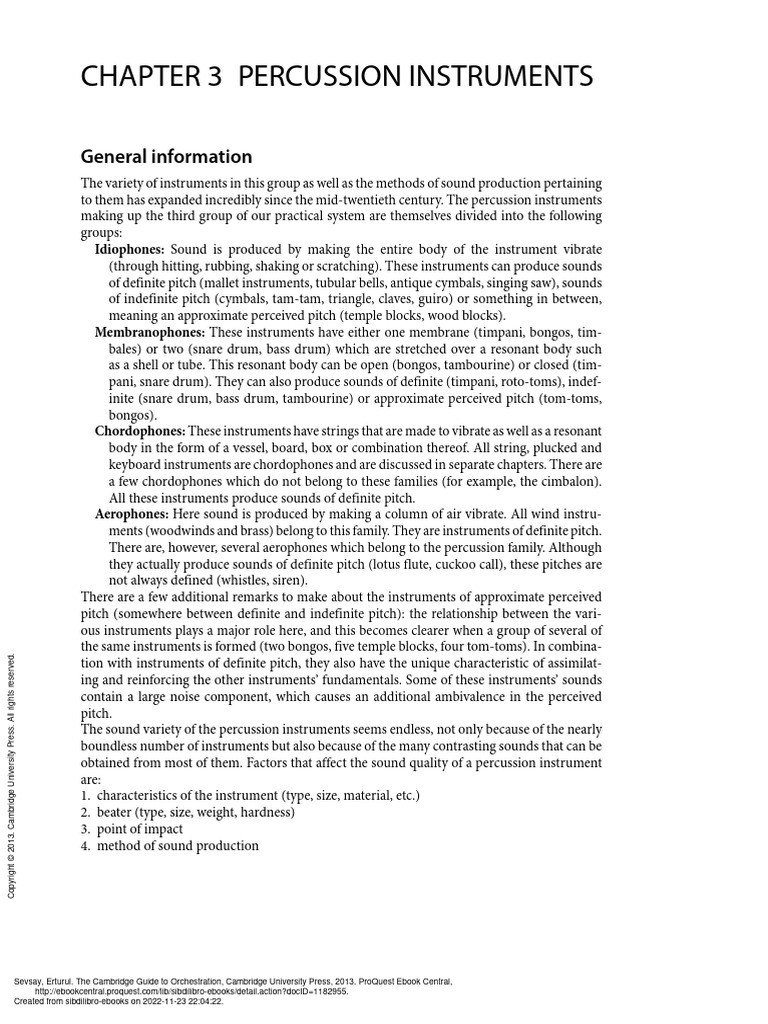The Cambridge Guide To Orchestration - (Chapter 3 Percussion Instruments) | PDF | Musical ...