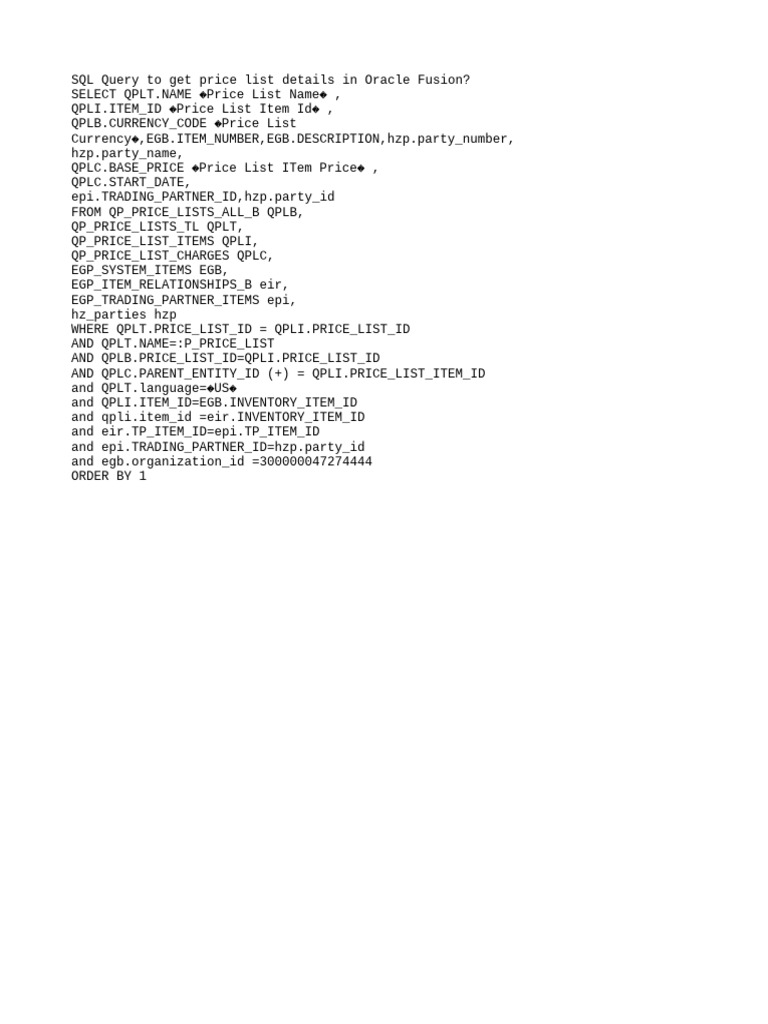 Query List Price | PDF | Computers