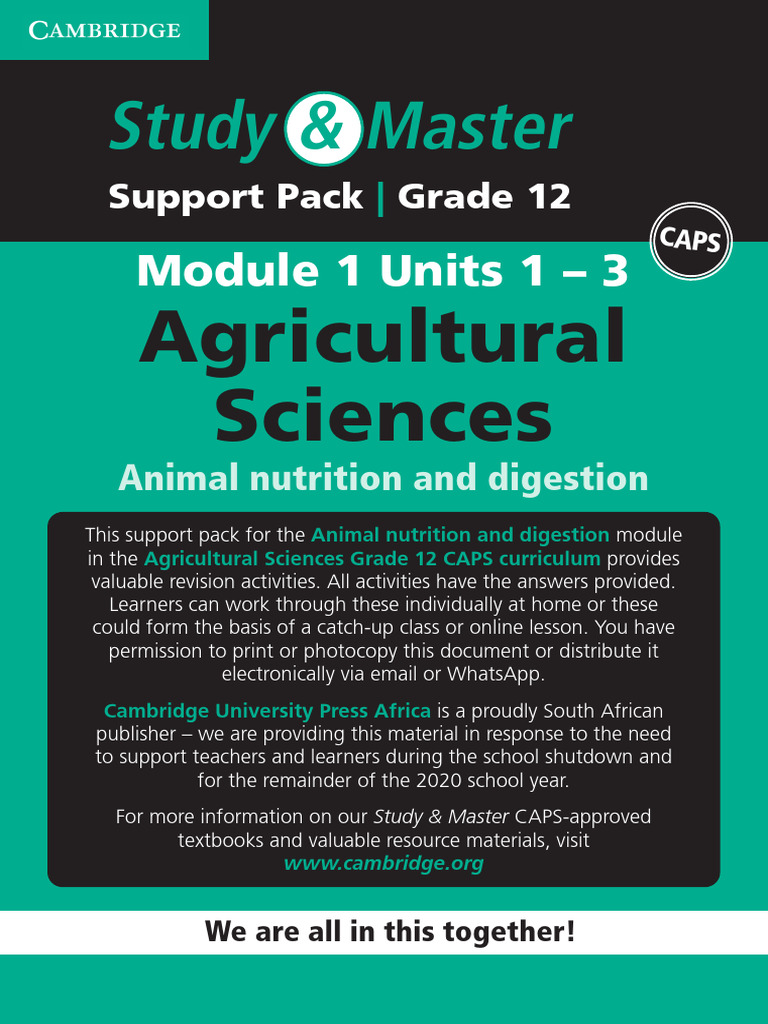 Study Master Gr12 AgriScienc Animal Nutrition Digestion | PDF ...