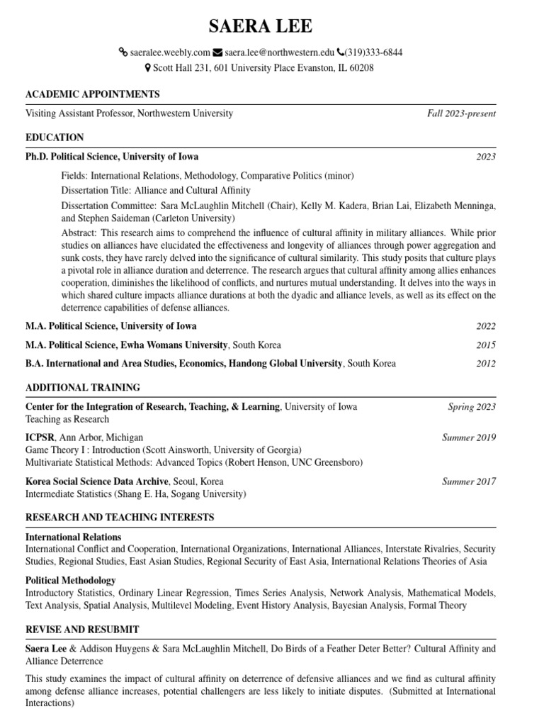 lee cv | PDF | Thesis | Political Science