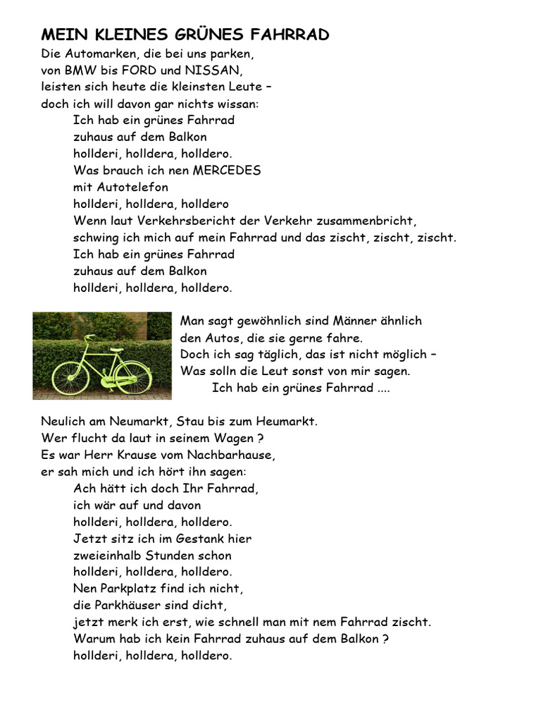 Das Neue Fahrrad Gedicht