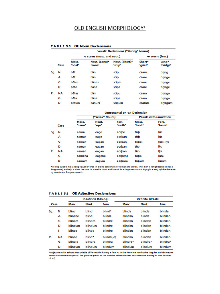 Old English Morphology Guide | PDF | Classics