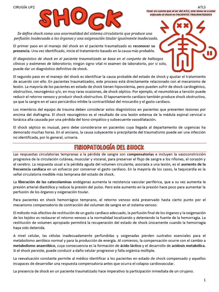 Shock Atls | PDF | Sangre | Presión sanguínea