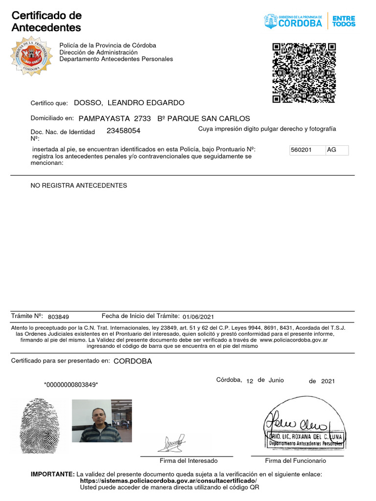 Certificado de Buena Conducta | PDF