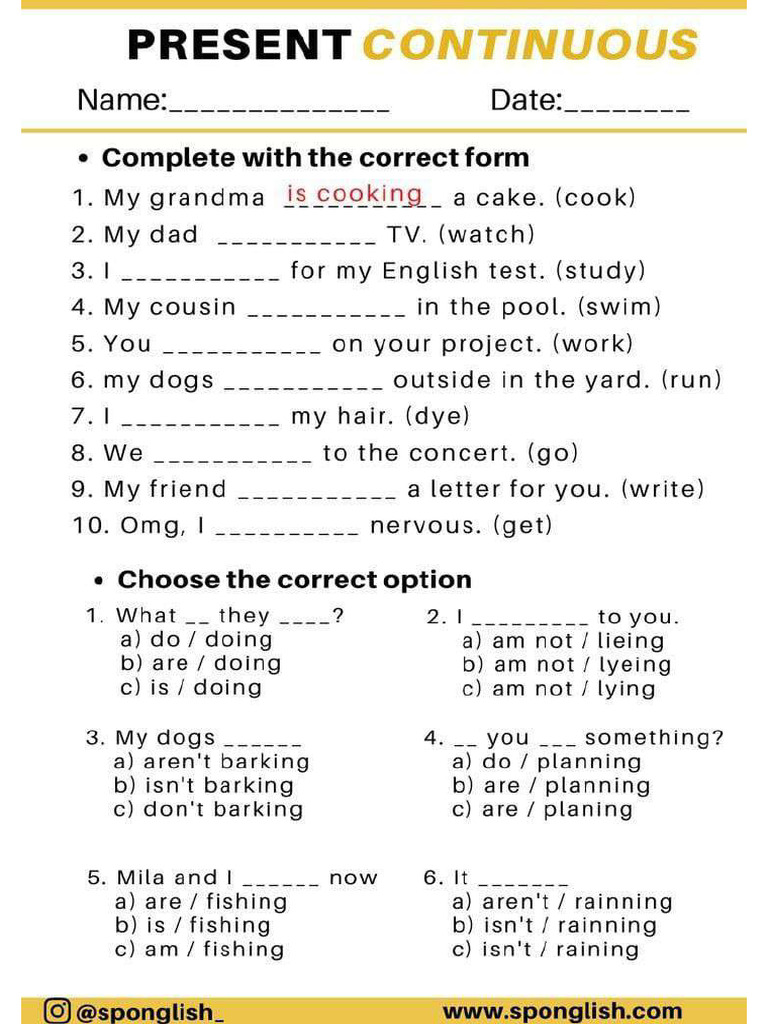 Preesent Continous | PDF