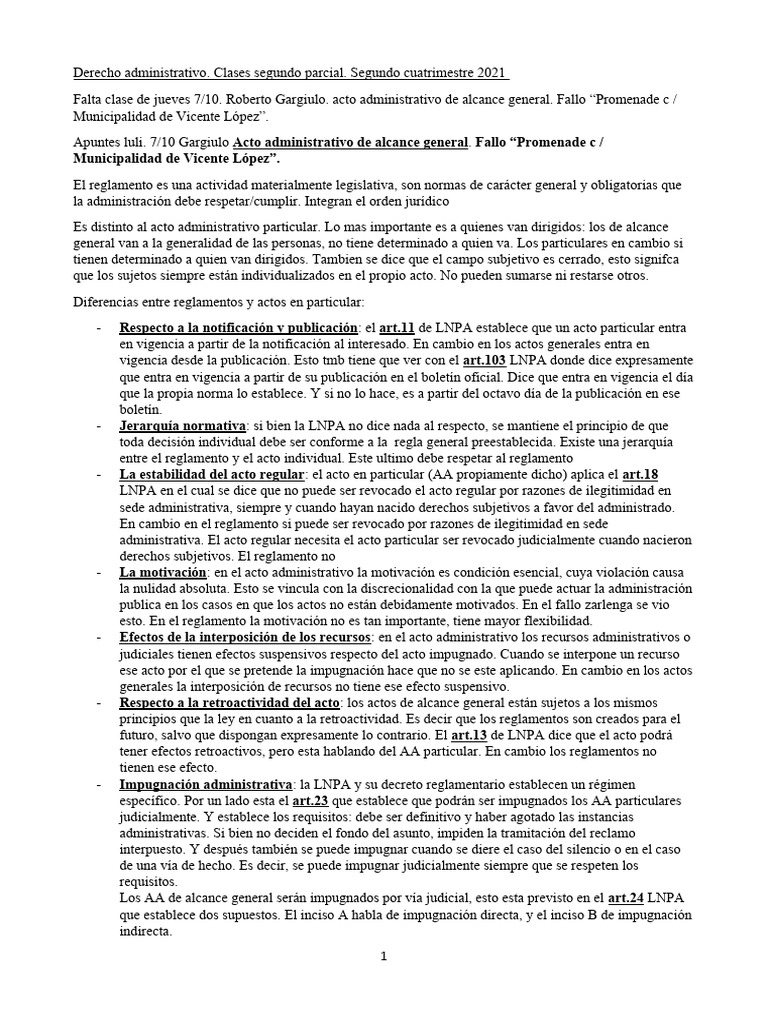 Diferencias Acto Administrativo y Reglamento | PDF | Regulación | Gobierno