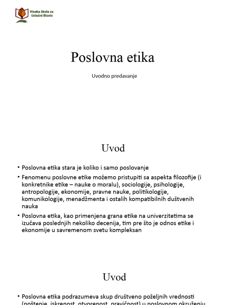 2-3 Godina - Poslovna Etika | PDF