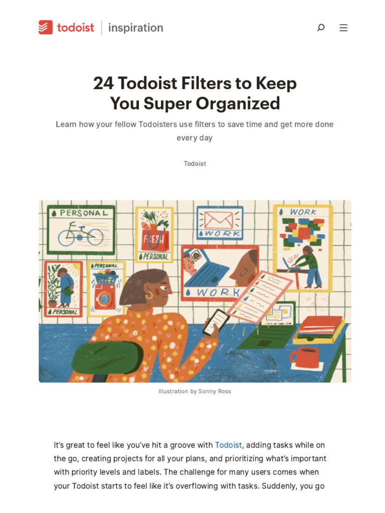24 Todoist Filters To Keep You Super Organized | PDF | Time Management | Professional Skills