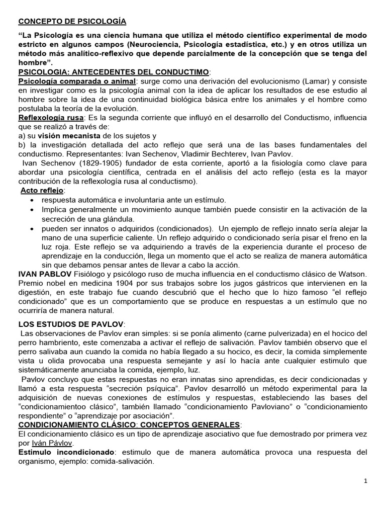 PSICOLOGIA Resumen Segundo Parcial | PDF | Sicología | Conceptos psicologicos