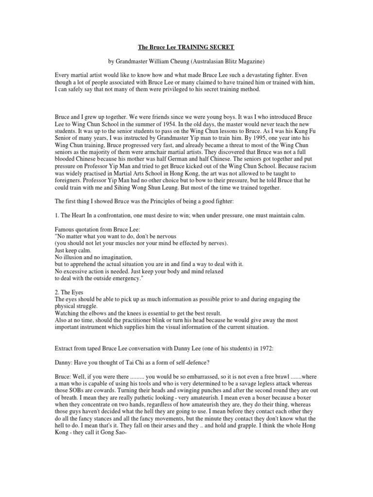 Martial Arts - Bruce Lee's Training Secrets | PDF | Chinese Martial Arts