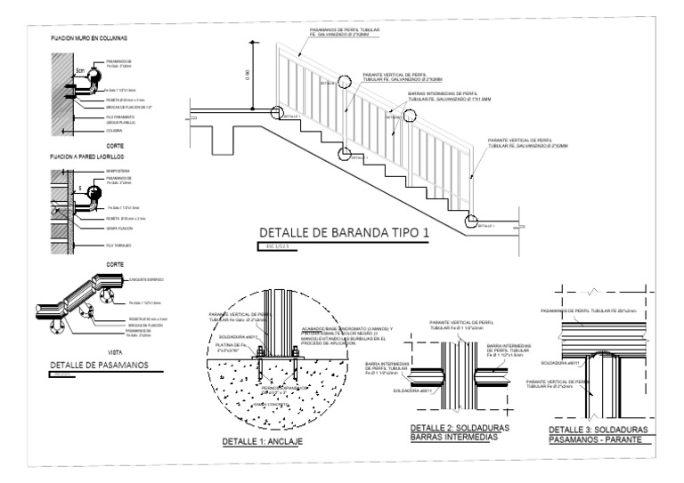 Detalle de Baranda Tipo 1 | PDF | Materiales de construcción | Albañilería