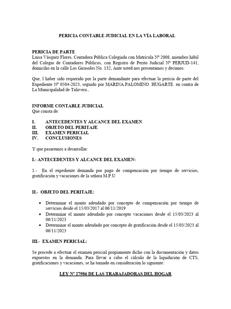 Pericia Contable | PDF | Salario | Derecho laboral