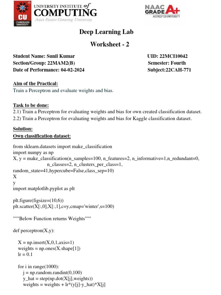 Deep Learning Perceptron | PDF | Applied Mathematics | Machine Learning