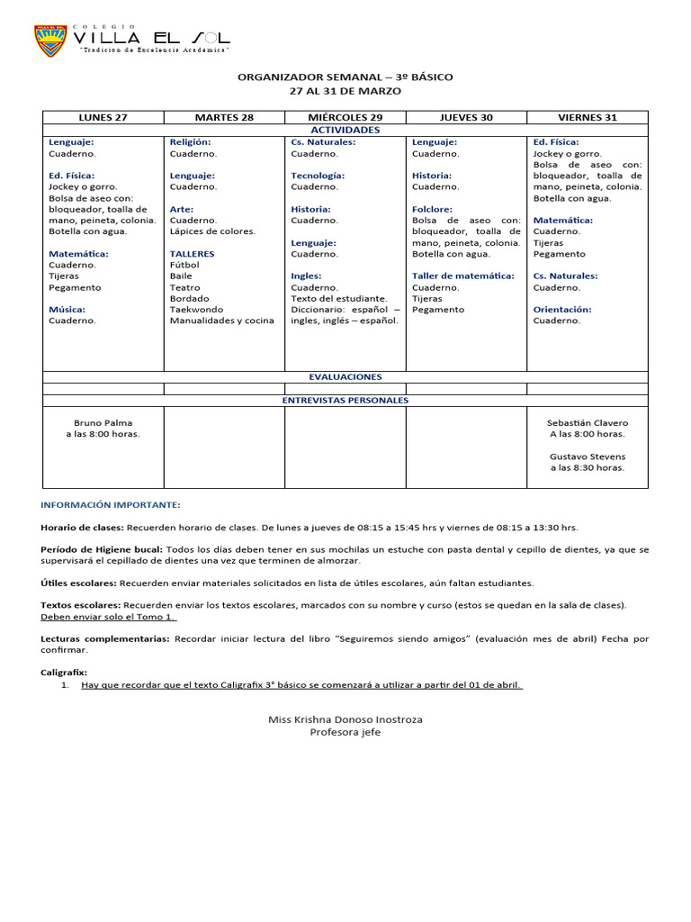 Organizador Semanal | PDF