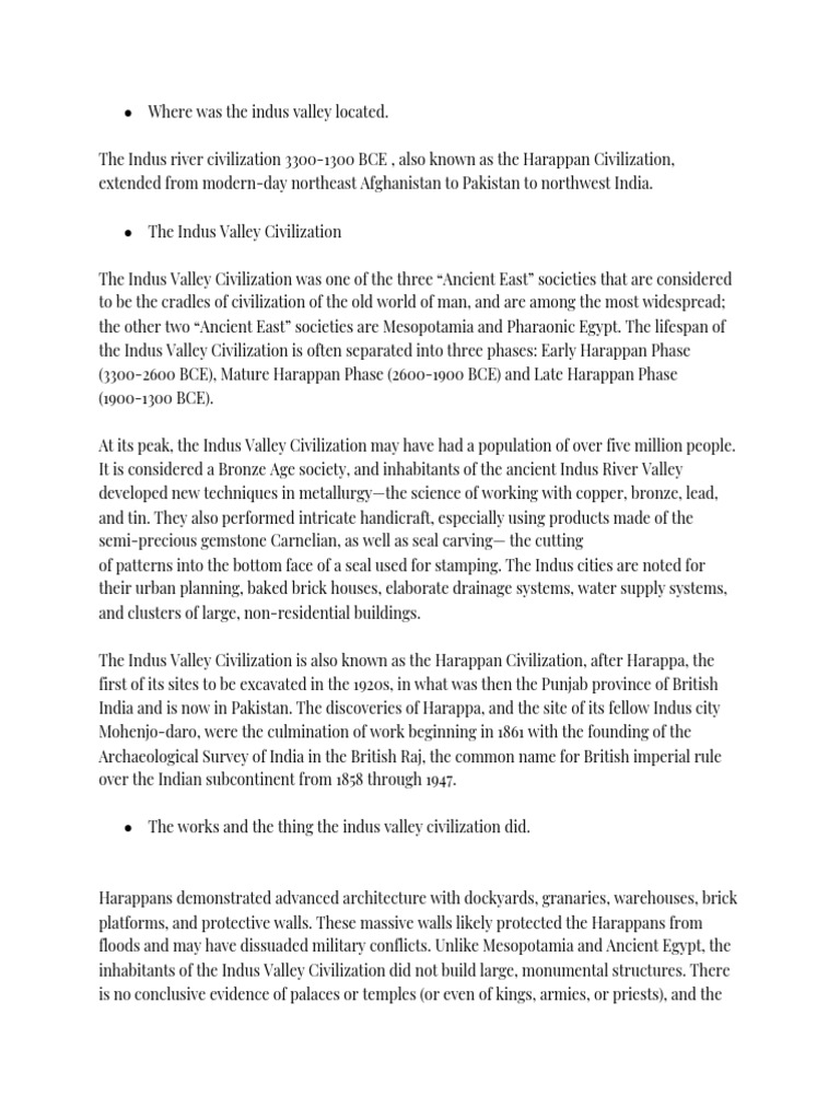 Overview of Indus Valley Civilization | PDF | Archaeology