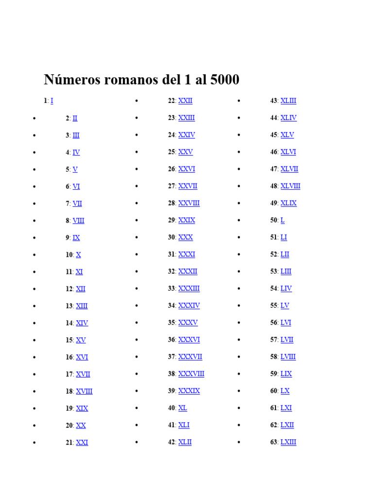 Numeros Romanos 1 5000 | PDF