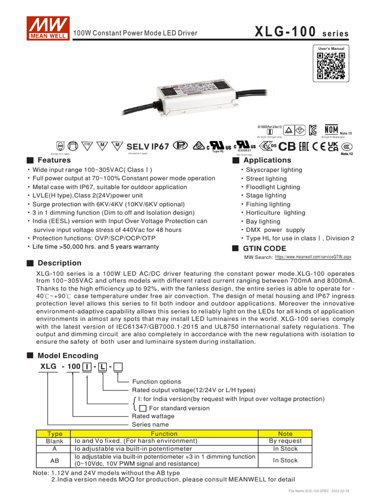 XLG 100 Series | PDF