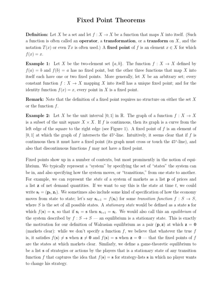 Fixed Point Theorems | PDF | Function (Mathematics) | Economic Equilibrium
