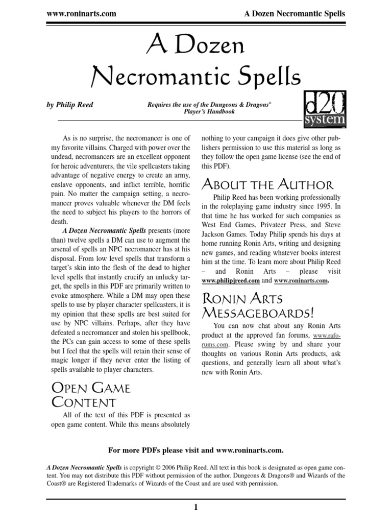 A Dozen Necromantic Spells | PDF | License | Trademark