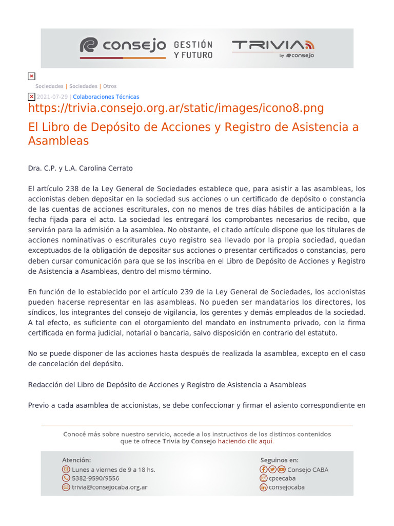 500820-El Libro de Deposito de Acciones y Registro de Asistencia a Asambleas | PDF | Documento ...