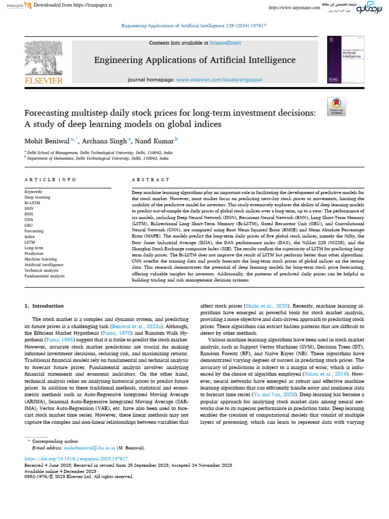 Engineering Applications of Artificial Intelligence: Mohit Beniwal, Archana Singh, Nand Kumar ...