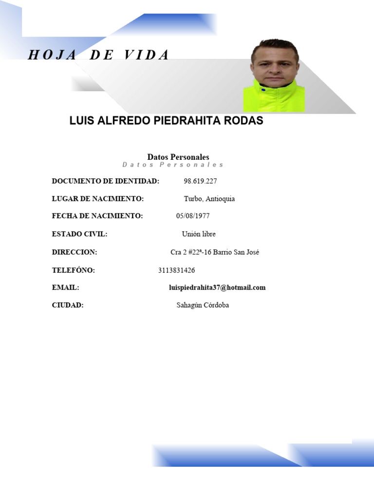 Hoja de Vida Luis | PDF