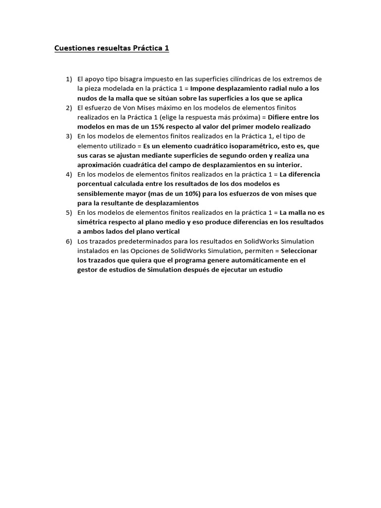 Cuestiones Resueltas Practicas Simulacion | PDF | Viga (Estructura) | Doblar