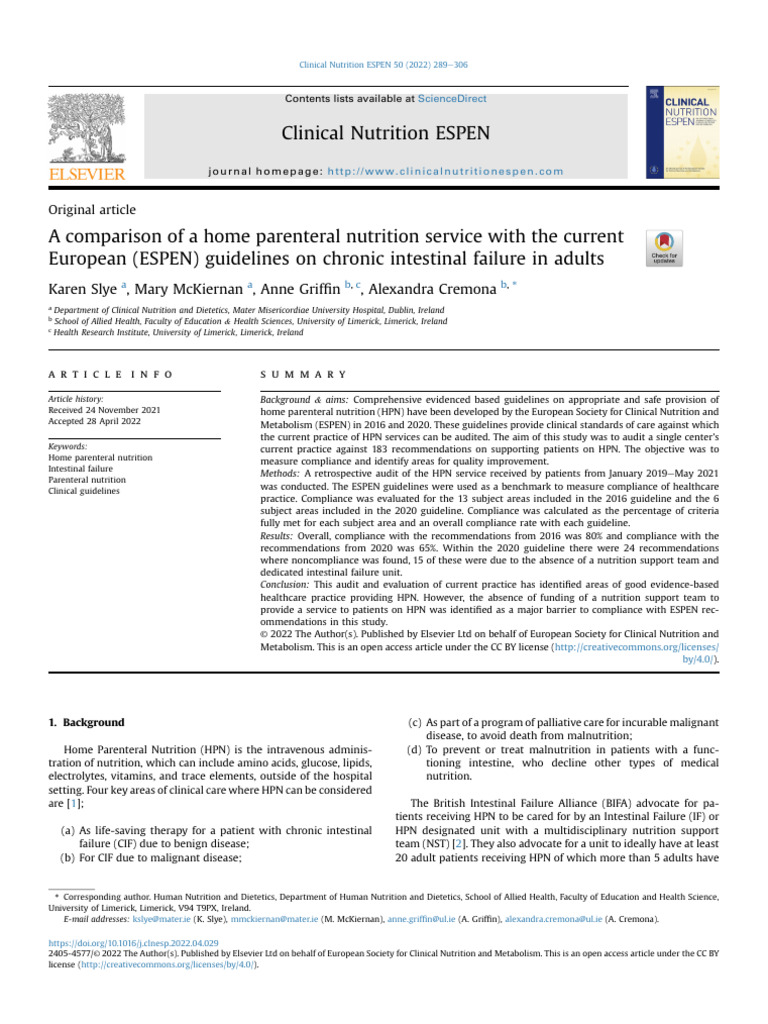 A Comparison of A Home Parenteral Nutrition Servic | PDF | Intravenous ...