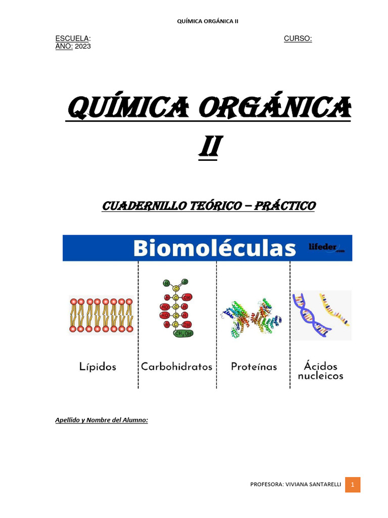Cuadernillo Orgánica II AÑO 2023 Terminado - 230613 - 165114 | PDF | Carbohidratos | Glucosa