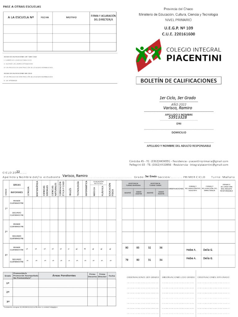 3er Grado LIBRETA | PDF