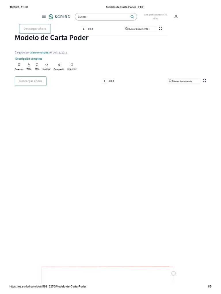 Modelo de Carta Poder - PDF | PDF | Documento de identidad | Comunicación escrita