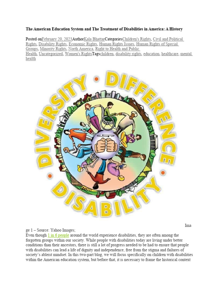 History of Disabilities in American Education | PDF | Disability ...