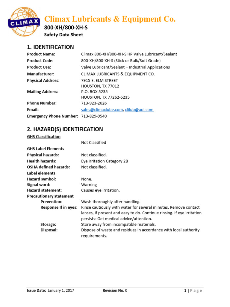 SDS 800XH | PDF | Firefighter | Carbon Dioxide