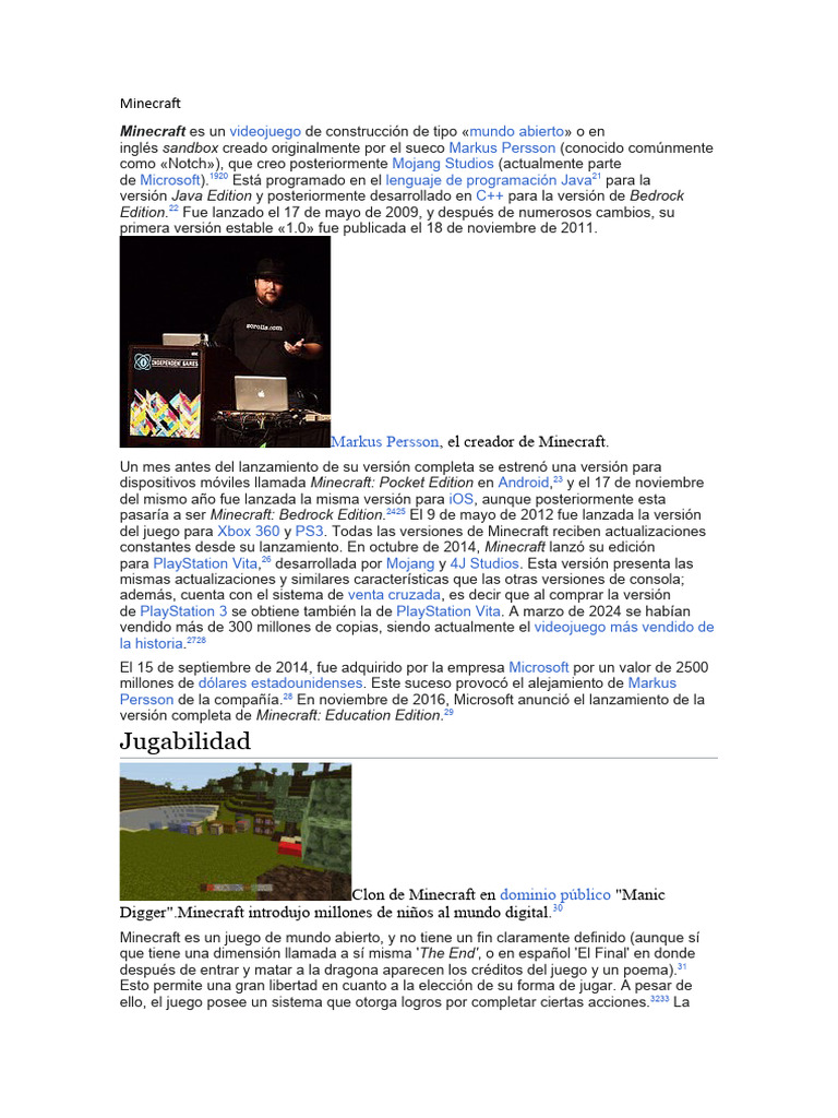 Minecraft | PDF | Minecraft | Desarrollo de videojuegos