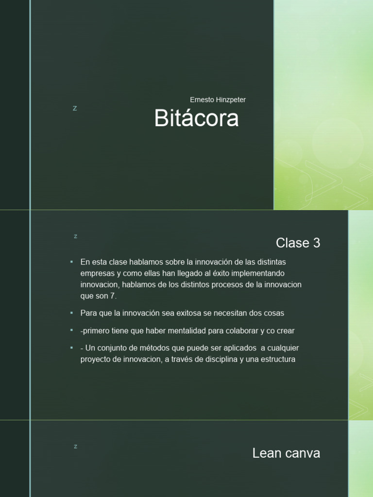 BITACORA 3 Ernesto Hinzpeter | PDF | Innovación | Iniciativa empresarial