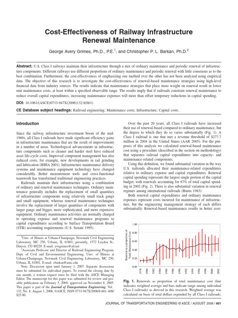Cost-Effectiveness of Railway Infrastructure | PDF | Expense | Rail ...