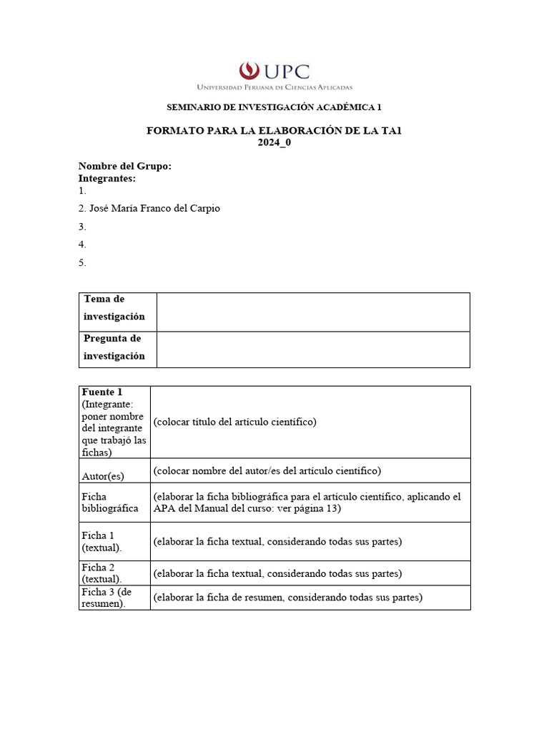 Guía para Elaboración de Fichas TA1 | PDF | Iniciativa empresarial | España